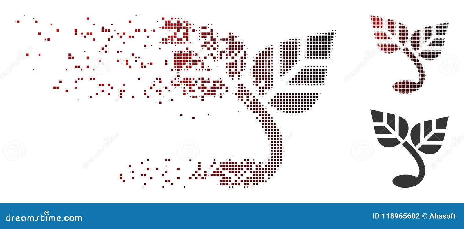 Disintegrating Pixel Halftone Sprout Icon Stock Vector - Illustration ...