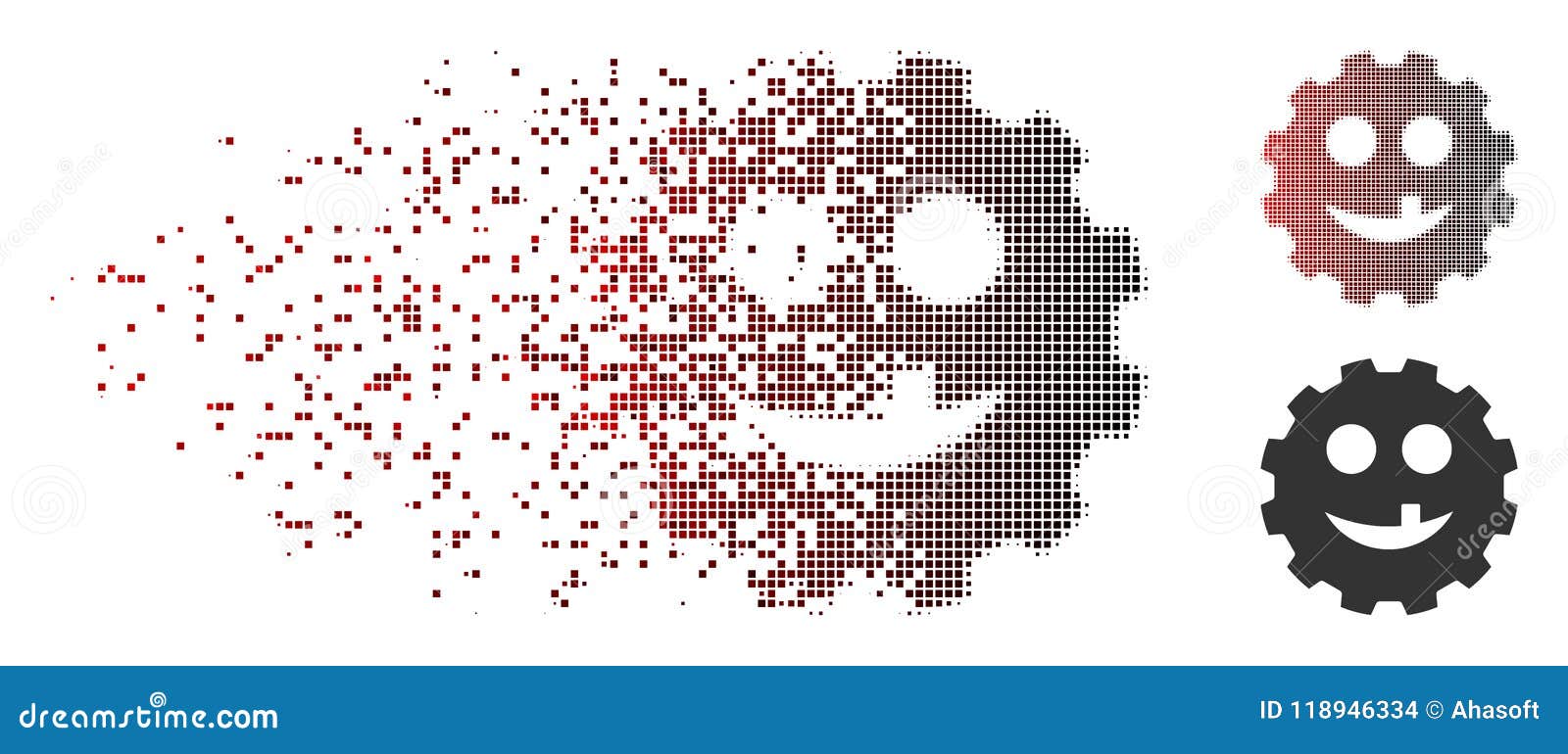 Disintegrating Pixel Halftone Tooth Smiley Gear Icon Stock Vector ... Disintegrating Pixel Halftone Tooth Smiley Gear Icon Stock Vector ...