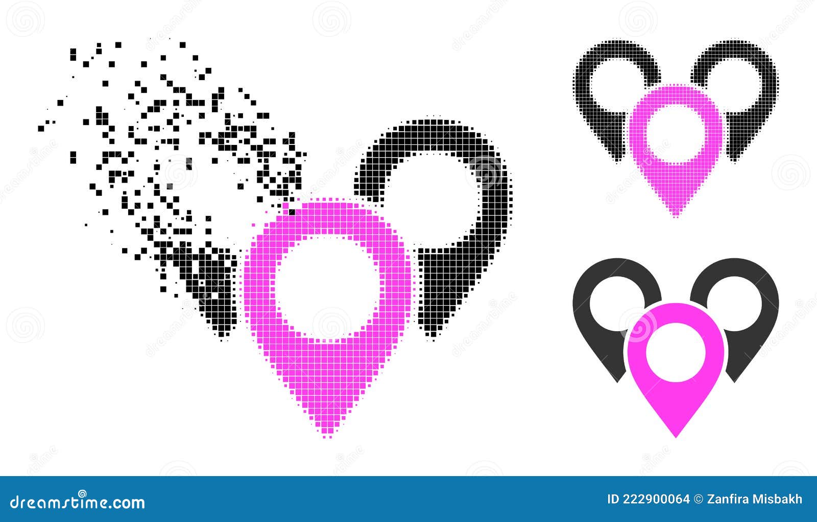Disintegrating Pixel Map Marker Group Glyph with Halftone Version Stock ... Disintegrating Pixel Map Marker Group Glyph with Halftone Version Stock ...