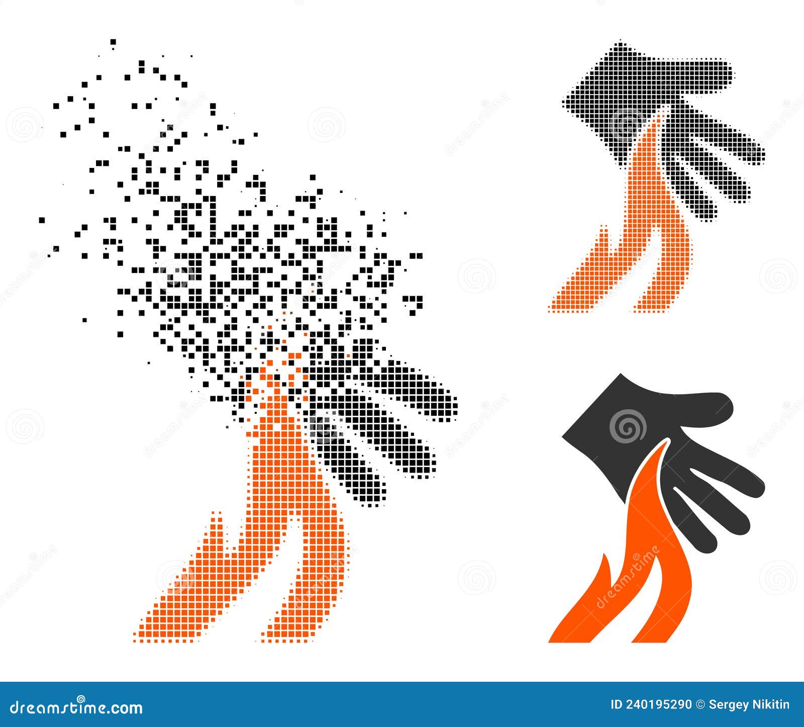 Disintegrating Pixel and Original Burn Hand Icon Stock Vector ...
