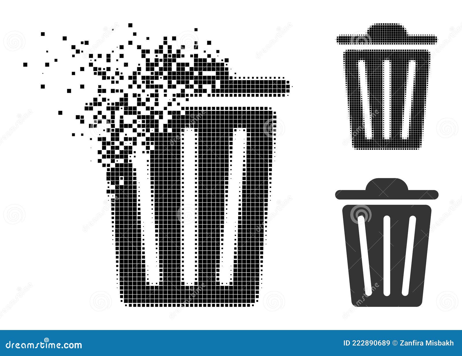 Disintegrating Pixel Trash Can Glyph with Halftone Version Stock Vector ... Disintegrating Pixel Trash Can Glyph with Halftone Version Stock Vector ...