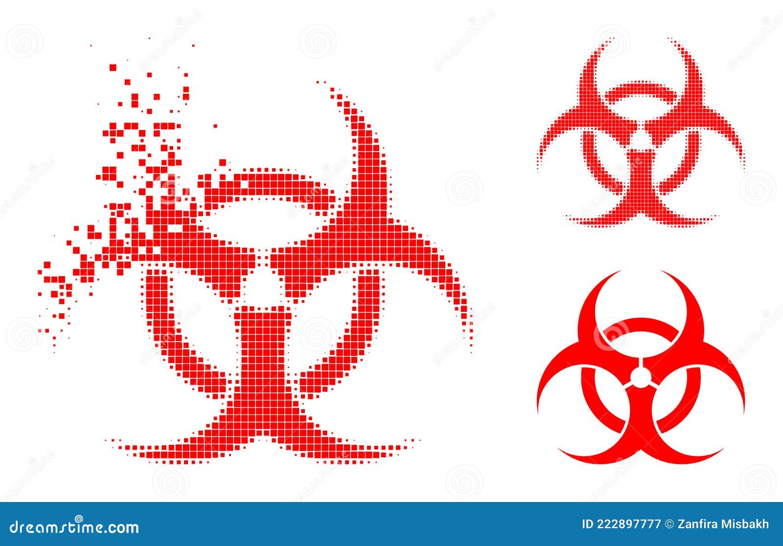 Fractured Pixelated Biohazard Icon with Halftone Version Stock Vector ...