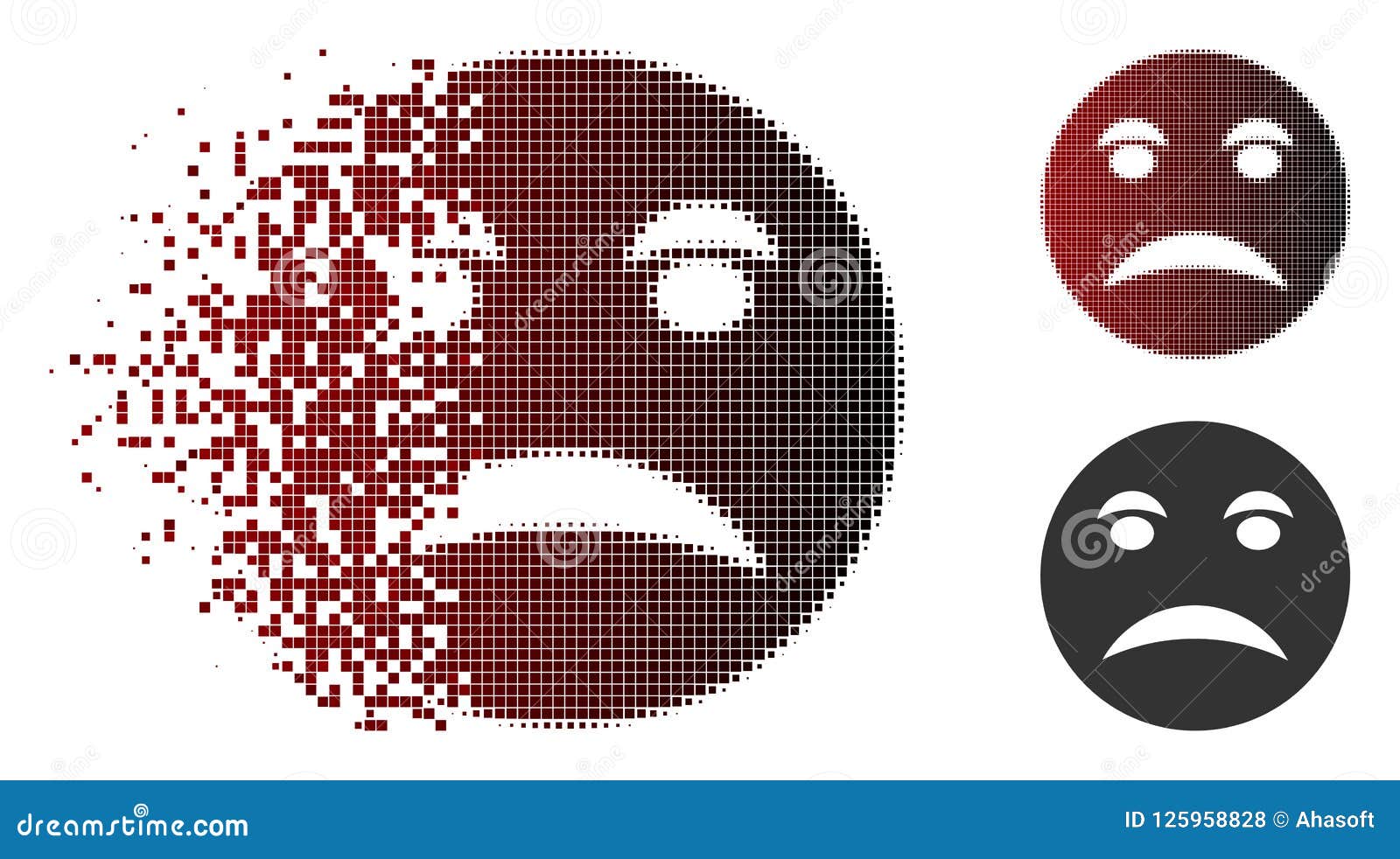 Disintegrating Pixelated Halftone Angry Smiley Icon Stock Vector ...