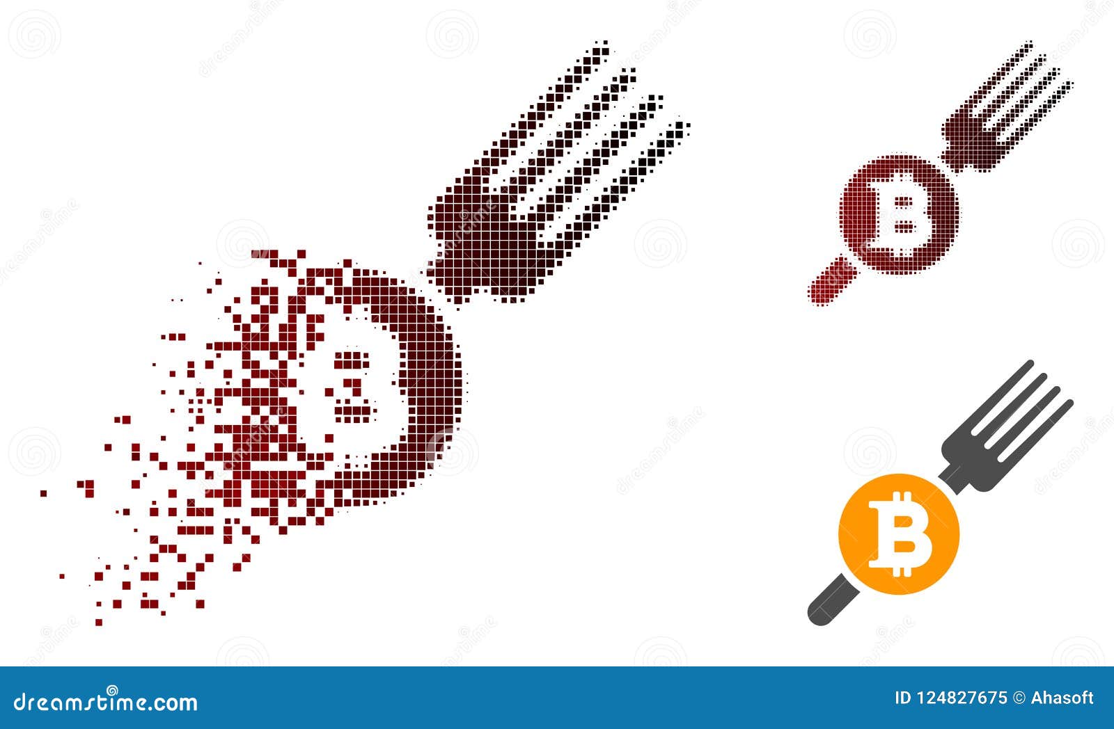 Disintegrating Pixelated Halftone Bitcoin Fork Icon Stock Vector ... Disintegrating Pixelated Halftone Bitcoin Fork Icon Stock Vector ...