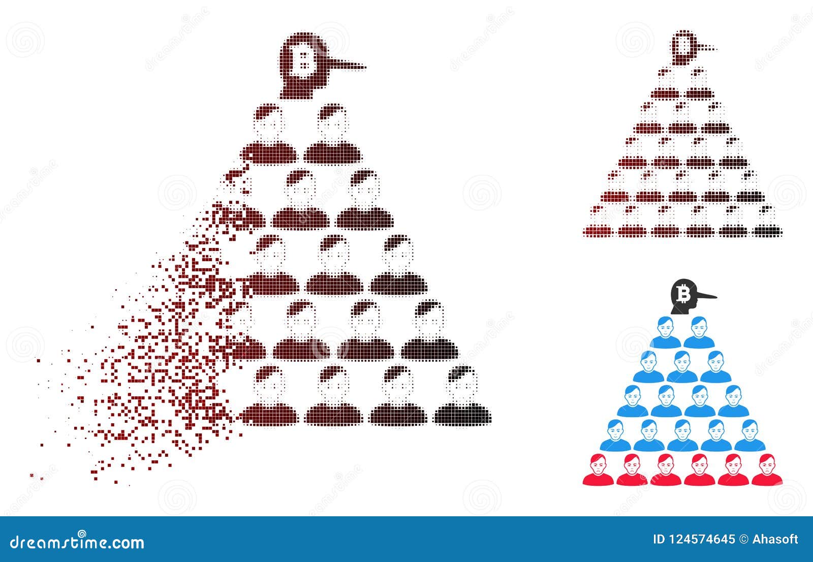 Disintegrating Pixelated Halftone Bitcoin Ponzi Pyramid Manager Icon ... Disintegrating Pixelated Halftone Bitcoin Ponzi Pyramid Manager Icon ...