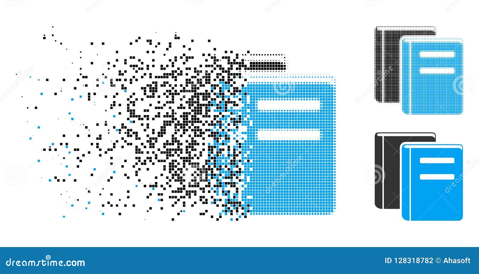 Disintegrating Pixelated Halftone Books Icon Stock Vector ... Disintegrating Pixelated Halftone Books Icon Stock Vector ...