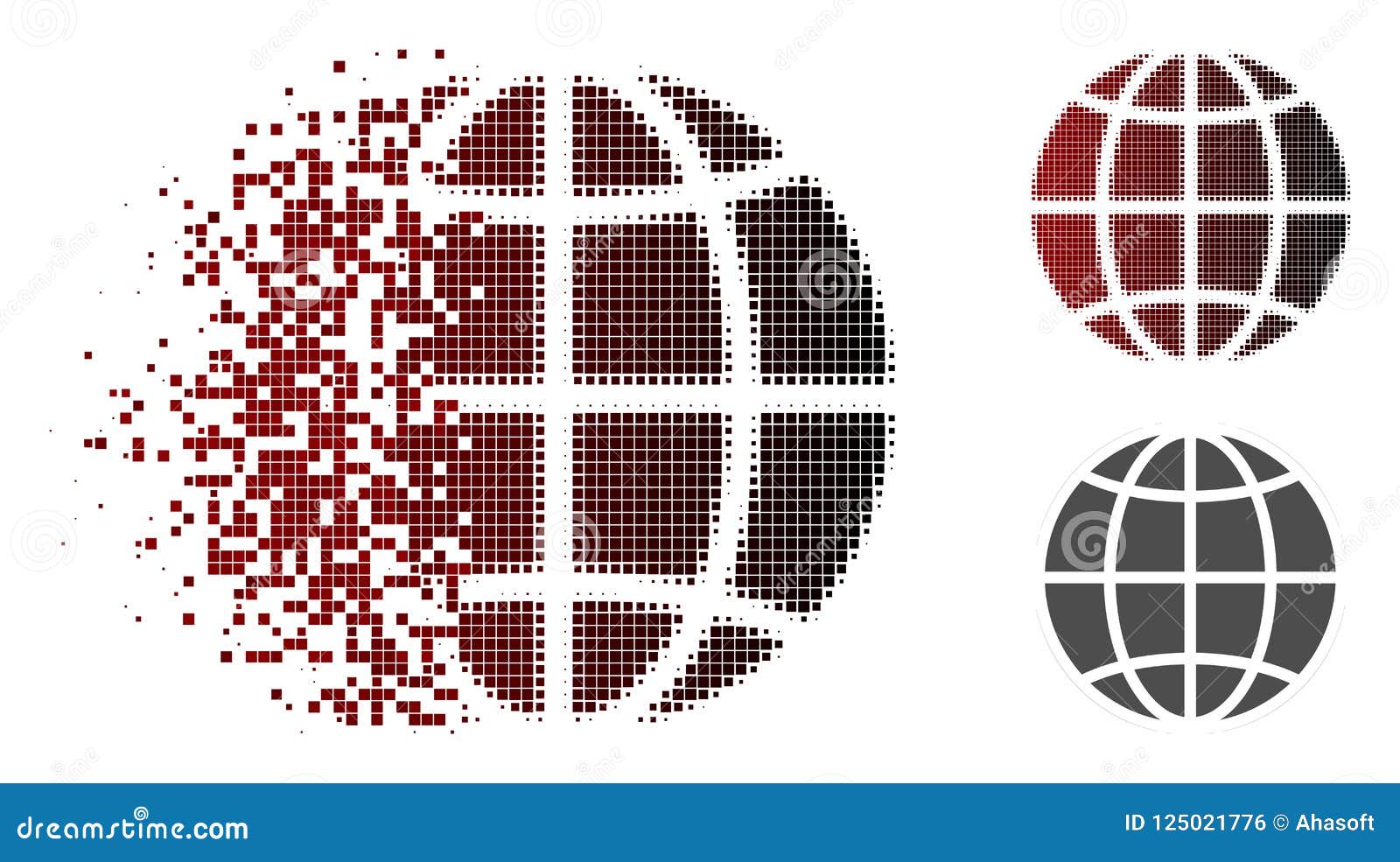 Disintegrating Pixelated Halftone Globe Icon Stock Vector ...