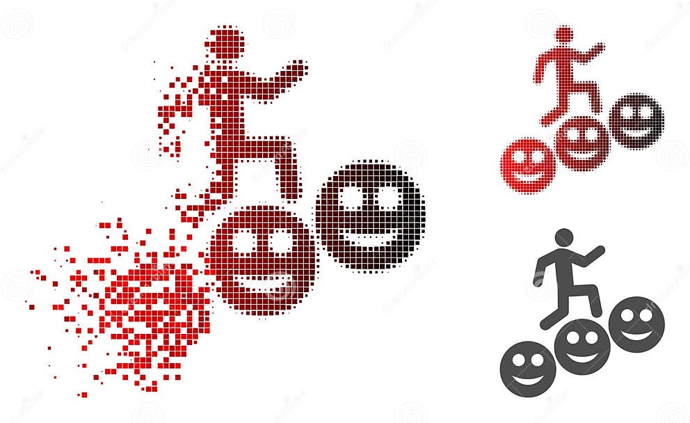 Disintegrating Pixelated Halftone Man Steps Smile Levels Icon Stock ... Disintegrating Pixelated Halftone Man Steps Smile Levels Icon Stock ...
