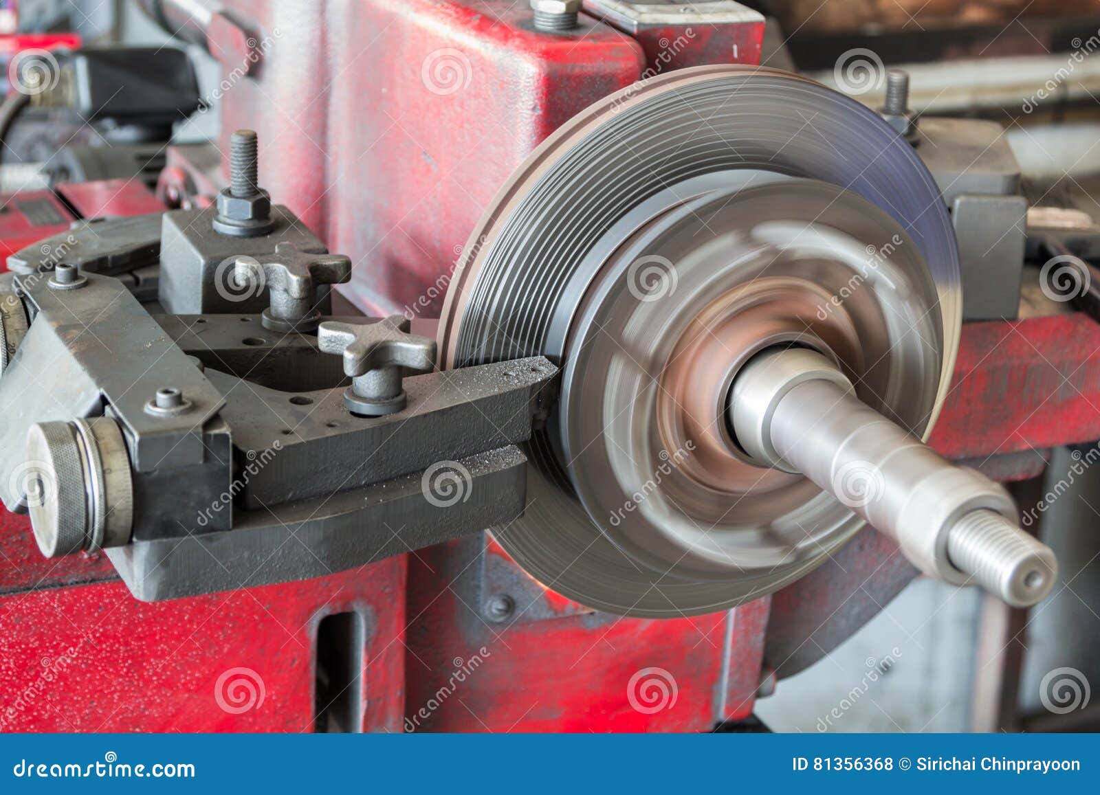 Disk Brake Machine Working To Rebuild Surface Stock Photo - Image of ...