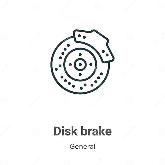 Disk Brake Outline Vector Icon. Thin Line Black Disk Brake Icon, Flat ...