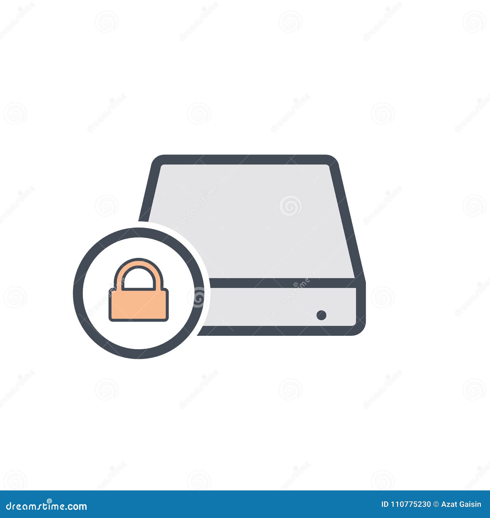 Disk Drive Hard Lock Storage Icon Stock Vector - Illustration of ...
