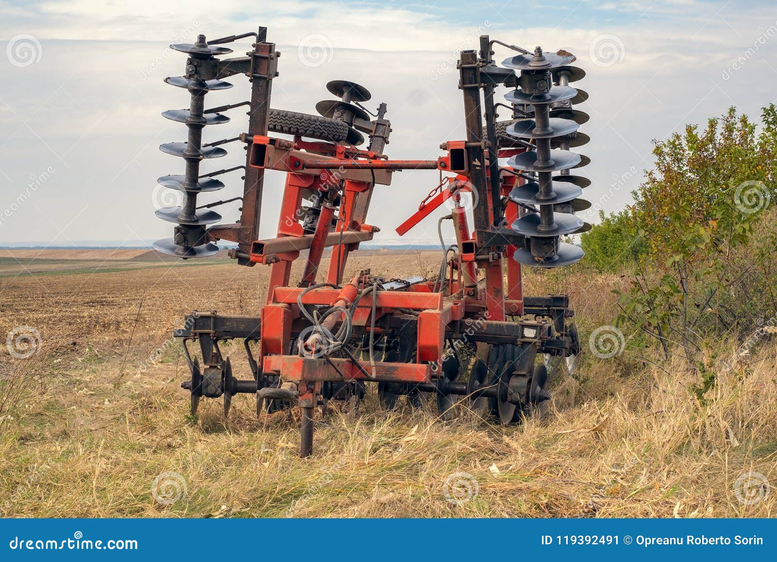The Disk Harrow. Agricultural Machinery for Processing Soil Stock Image ...