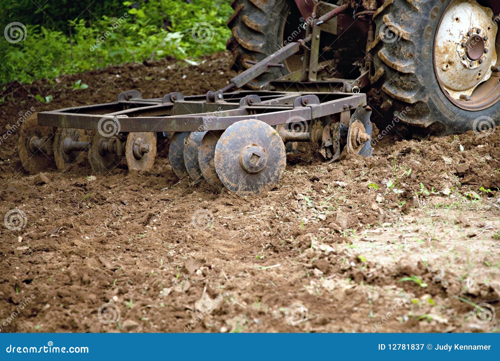 Disk Harrow in garden stock image. Image of blade, natural - 12781837