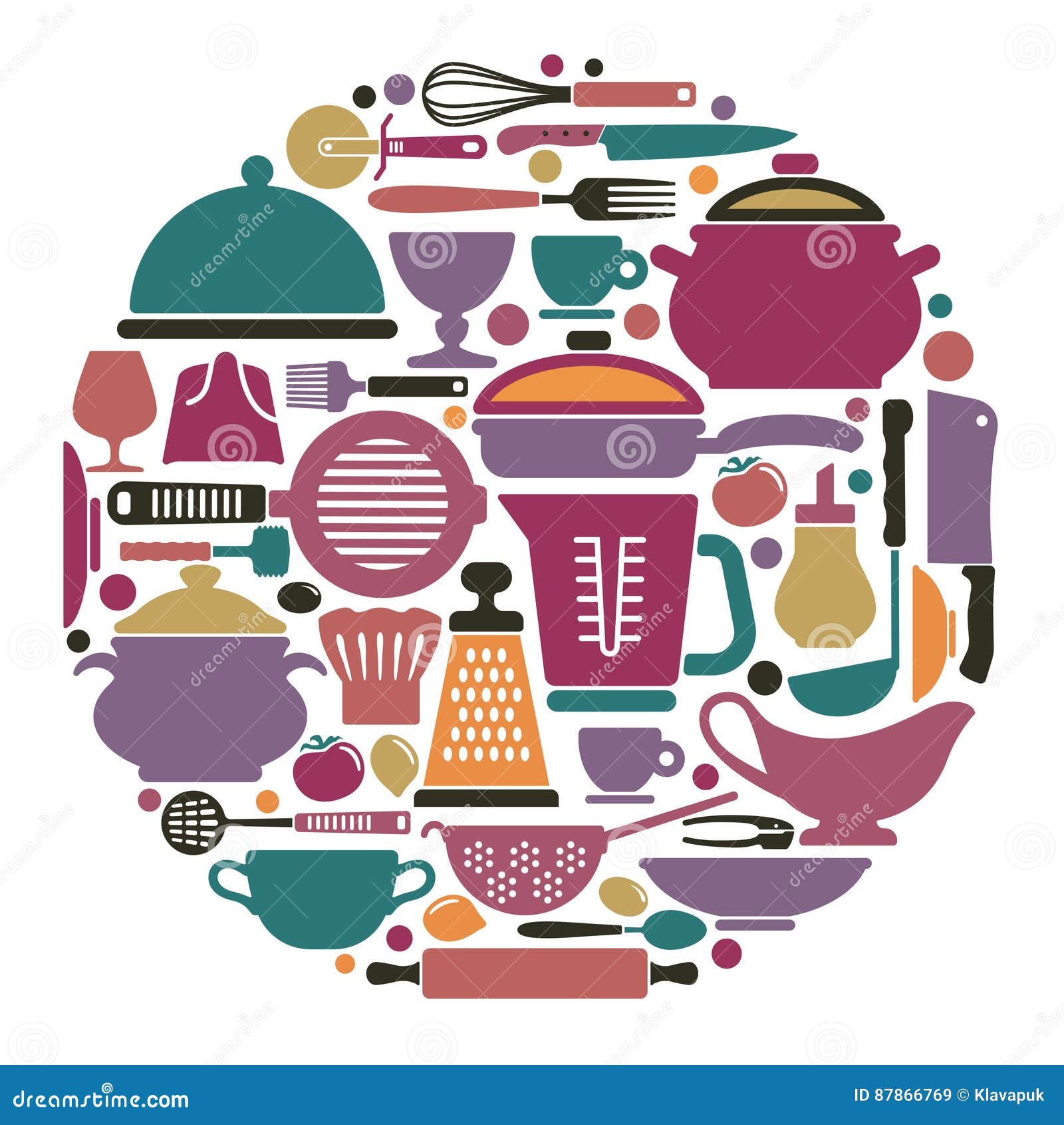 Disk, Matlagningredskap Och Bestick Vektor Illustrationer ...