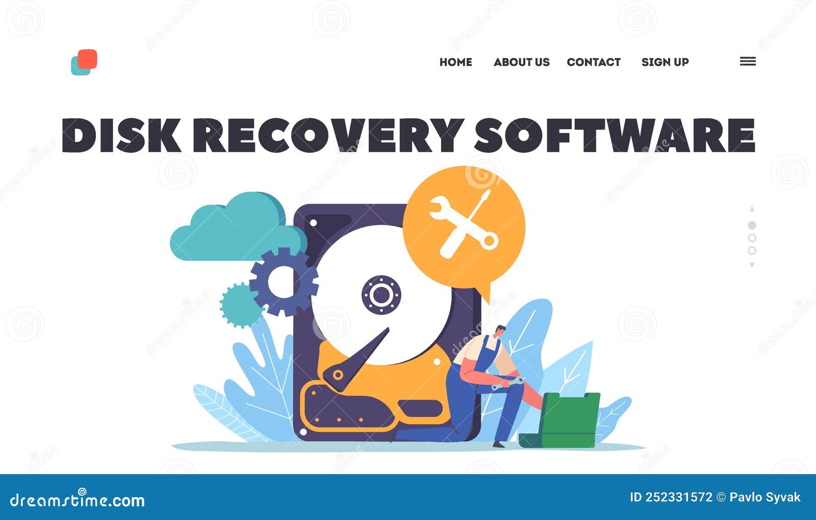 Disk Recovery Software Landing Page Template. Backup, Data Protection ...