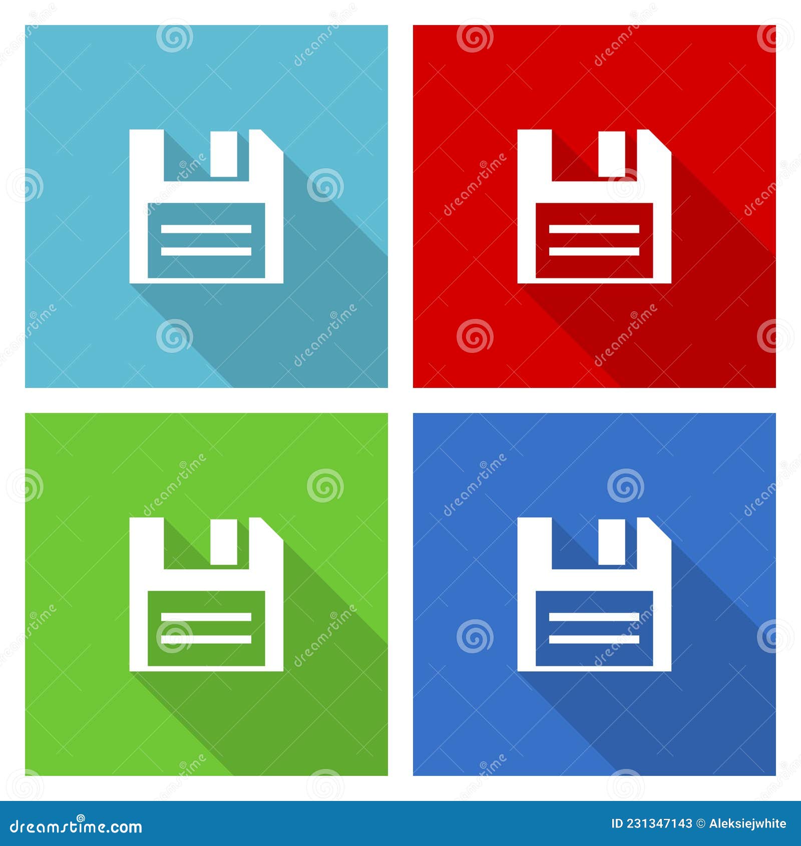 Disk, Save Icon Set, Flat Design Vector Illustration in Eps 10 for ...