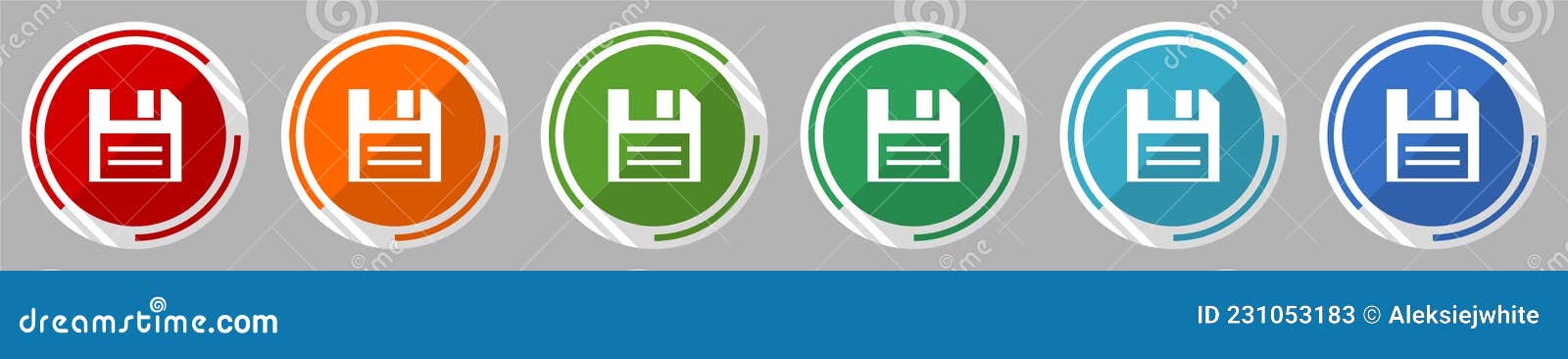Disk, Save Icon Set, Vector Illustration in 6 Colors Options for ...