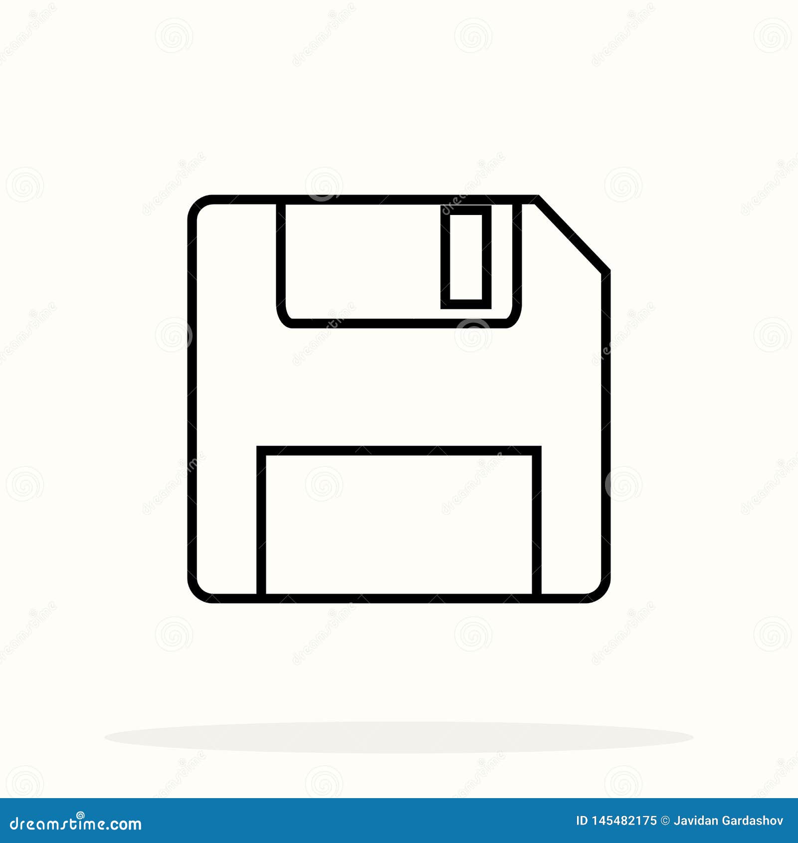 Disket Line Vector Icon on White Backround Stock Illustration ...