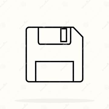 Disket Line Vector Icon on White Backround Stock Illustration ...