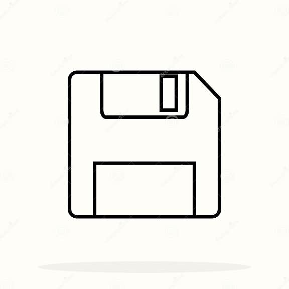 Disket Line Vector Icon on White Backround Stock Illustration ...