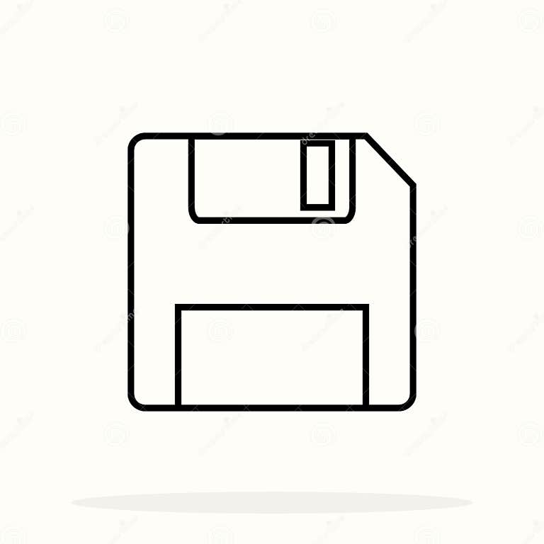 Disket Line Vector Icon on White Backround Stock Illustration ...