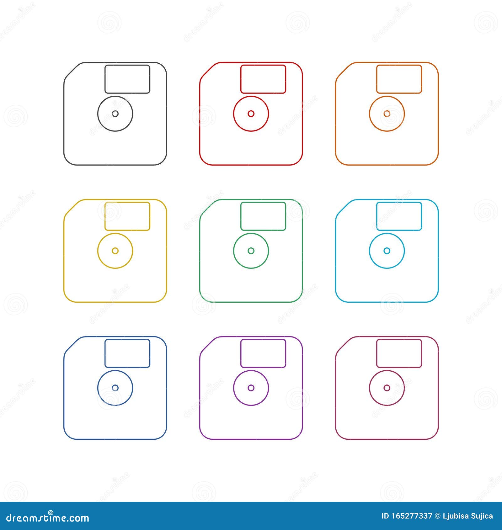Diskette Color Icon Set Isolated on White Background Stock Vector ...