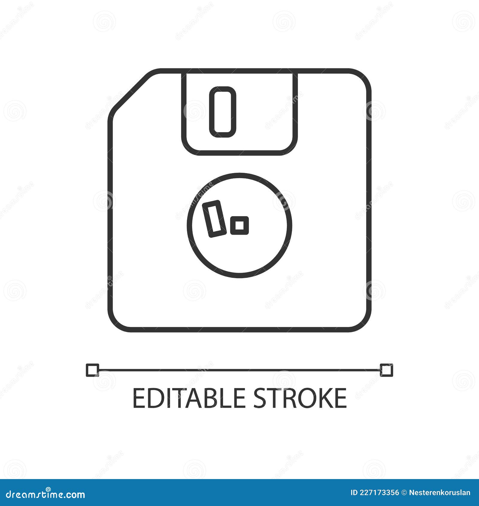 Diskette linear icon stock vector. Illustration of floppy - 227173356