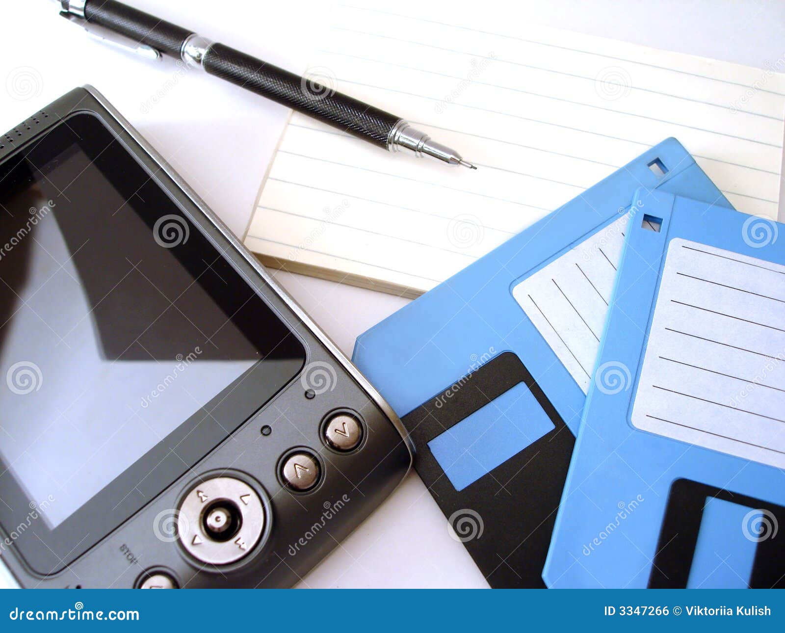 Diskette, notebook and pc stock photo. Image of desk, economic - 3347266