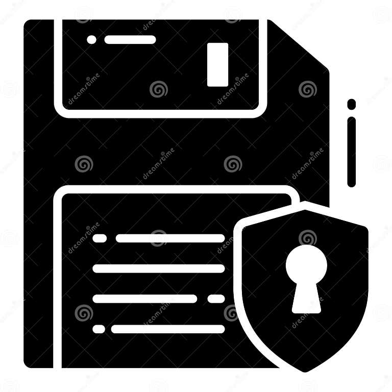 Diskette Safety, Protection and Security Vector Icons Set Cyber ...