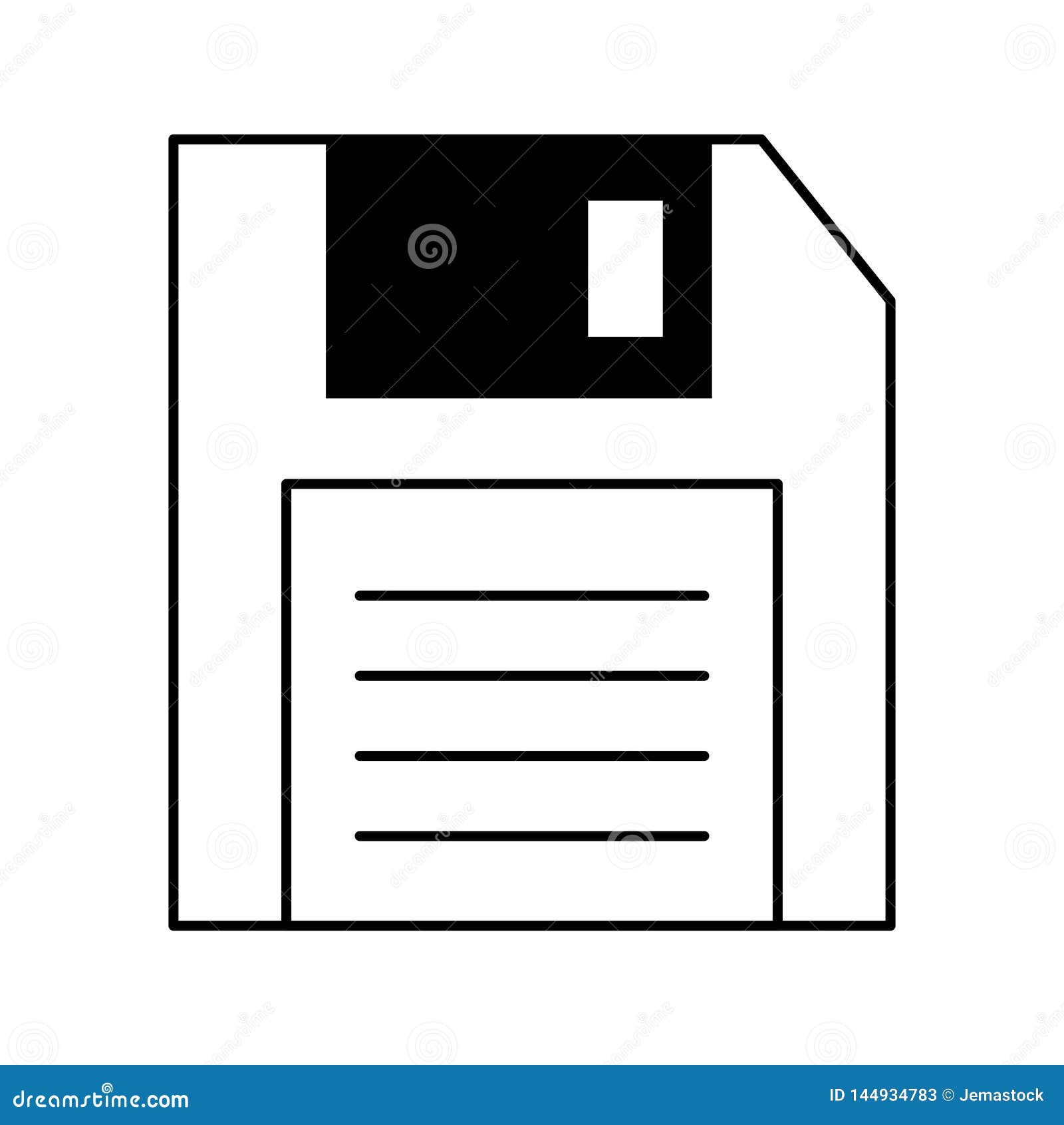 Diskette Save Symbol Isolated Black and White Stock Vector ...