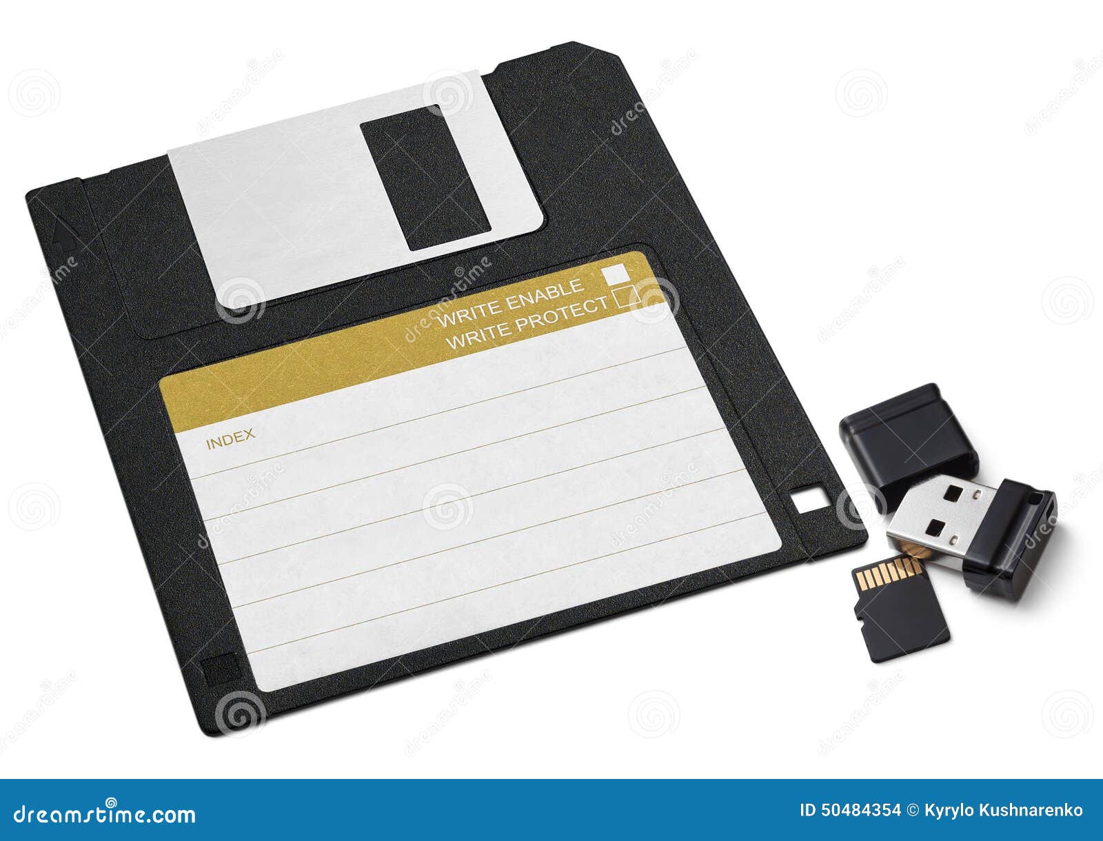 Diskette, Small USB Flash Memory and Flash Card. on a White Back Stock ...