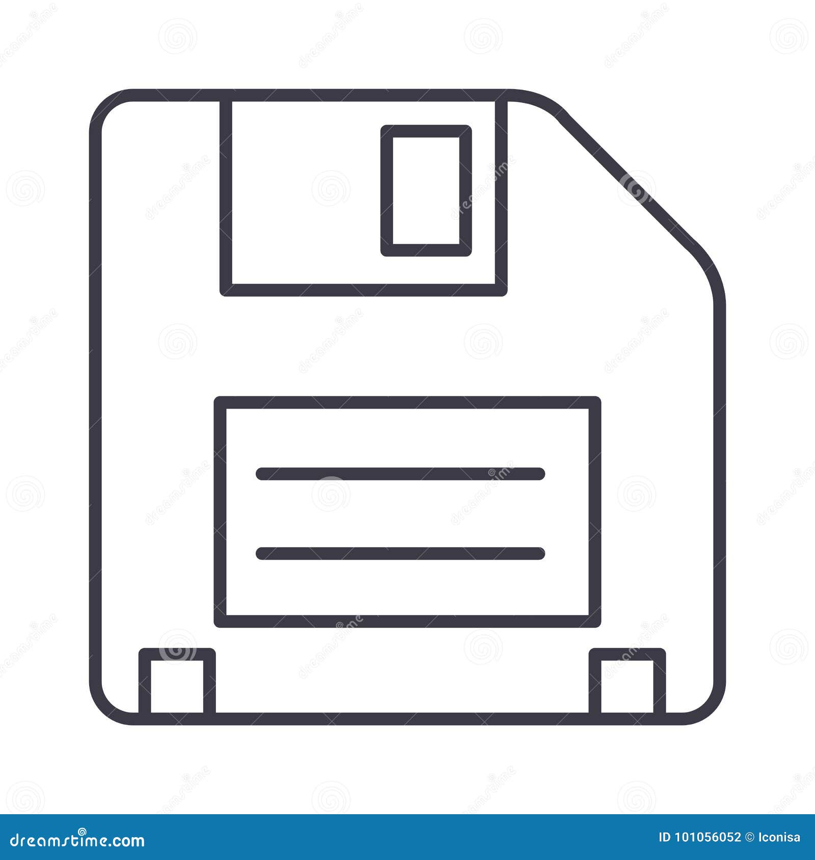 Diskette Vector Line Icon, Sign, Illustration on Background, Editable ...