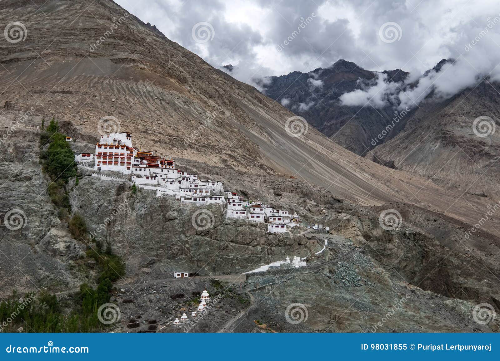 Diskit Monastery , Nubra Valley, Northern India. Stock Image - Image of ...