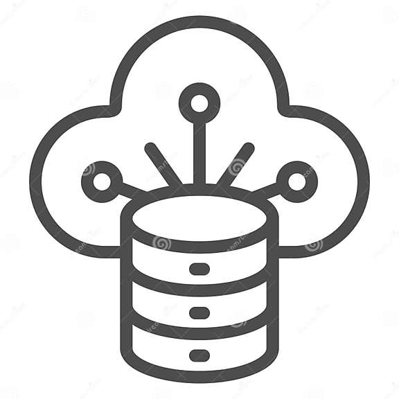 Disks Array Cloud Storing Line Icon Data Sharing Concept Vector