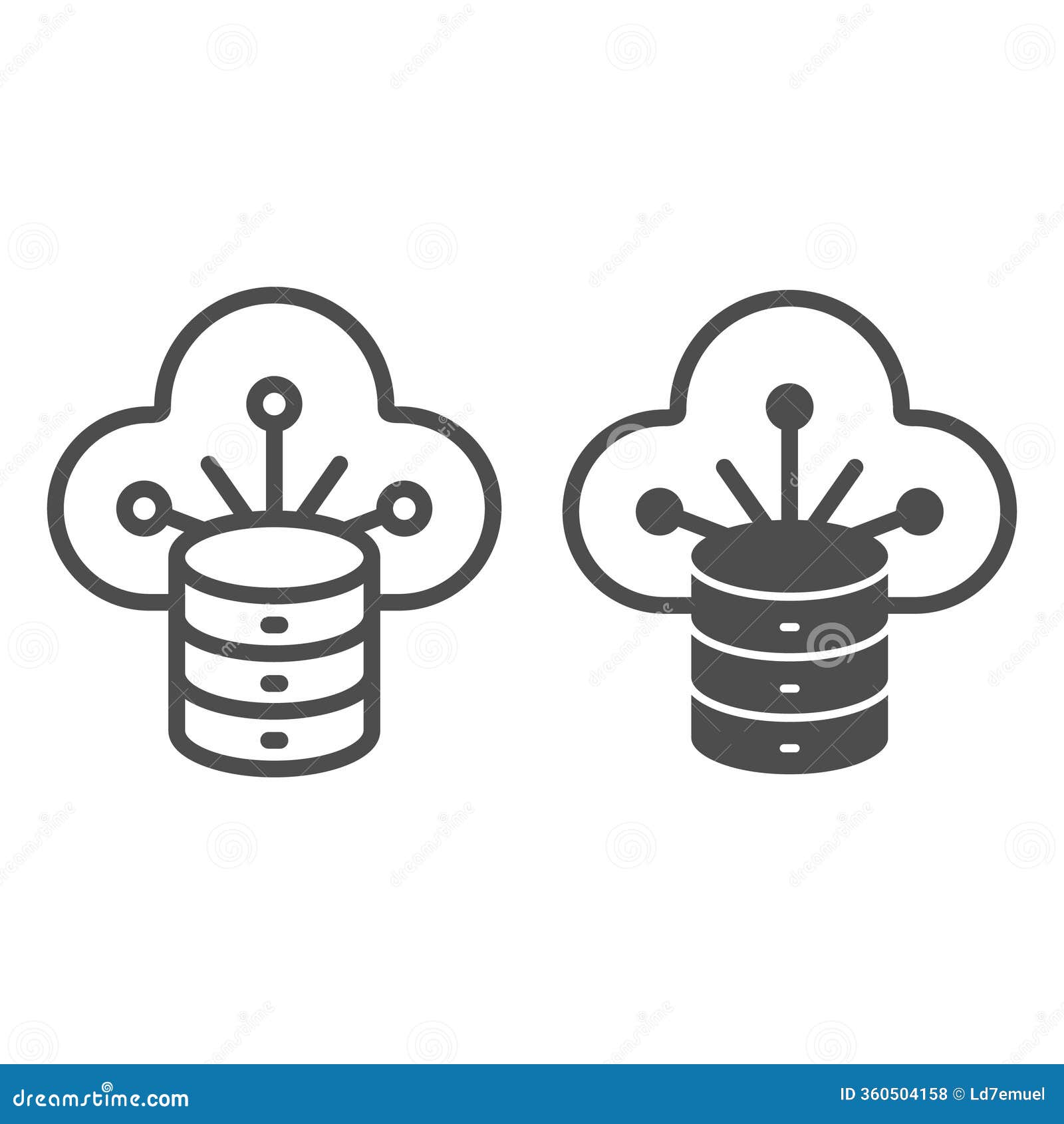 Disks Array Cloud Storing Line And Solid Icon Data Sharing Concept