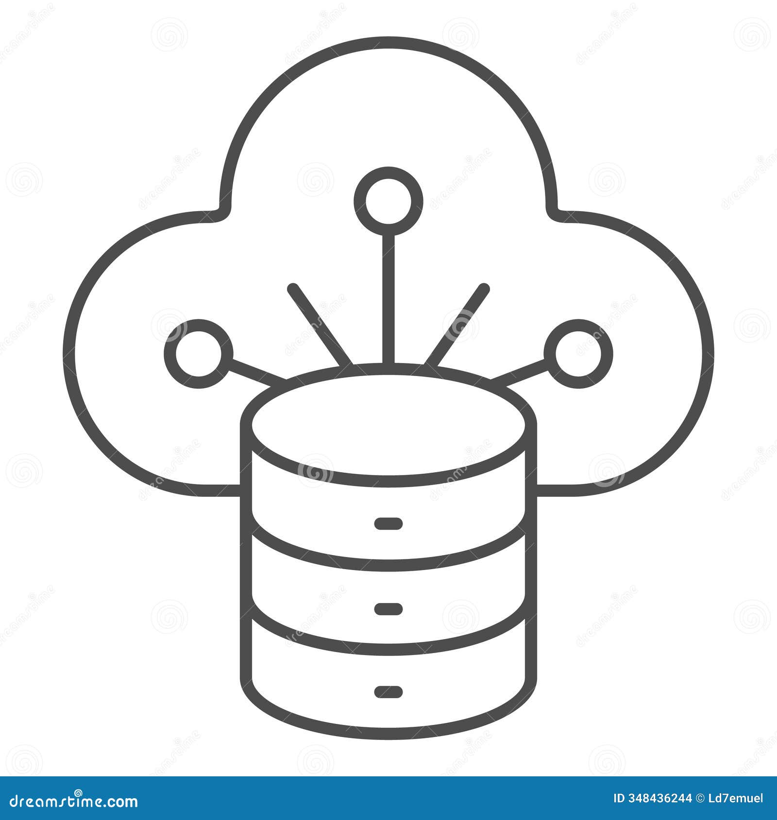 Disks Array Cloud Storing Thin Line Icon Data Sharing Concept Vector
