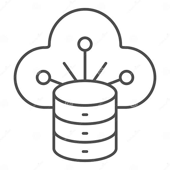 Disks Array Cloud Storing Thin Line Icon Data Sharing Concept Vector