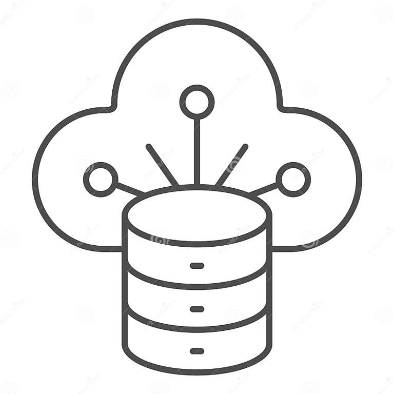 Disks Array Cloud Storing Thin Line Icon, Data Sharing Concept. Vector ...