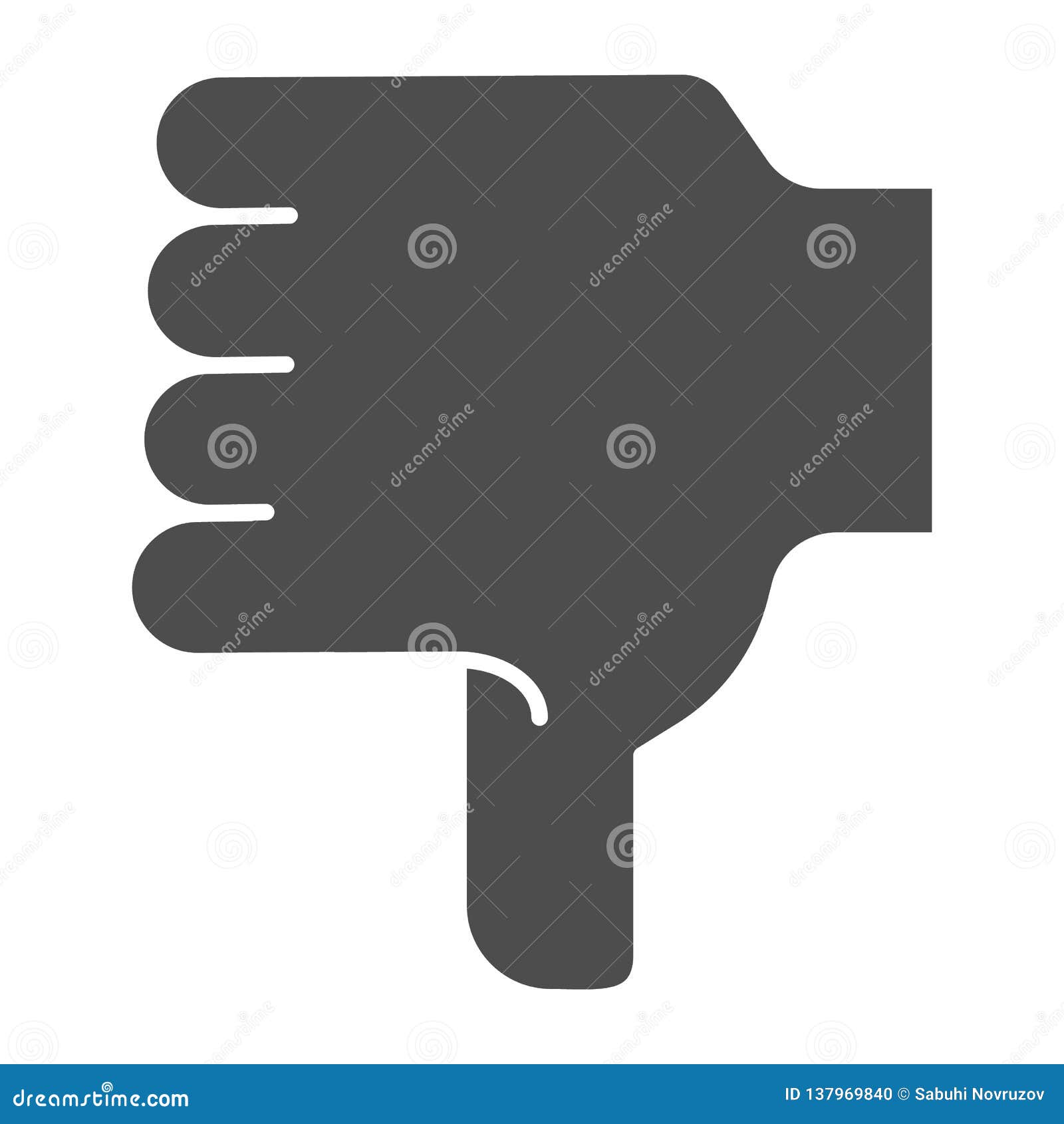 Dislike Hand Solid Icon. Thumb Down Vector Illustration Isolated on ...