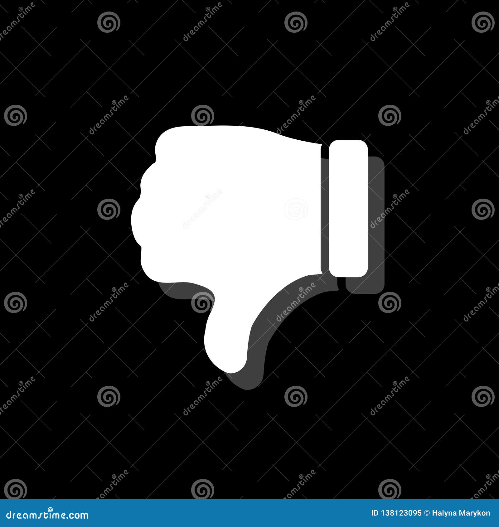 Dislike, Hand Thumb Down Icon Flat Stock Illustration - Illustration of ...
