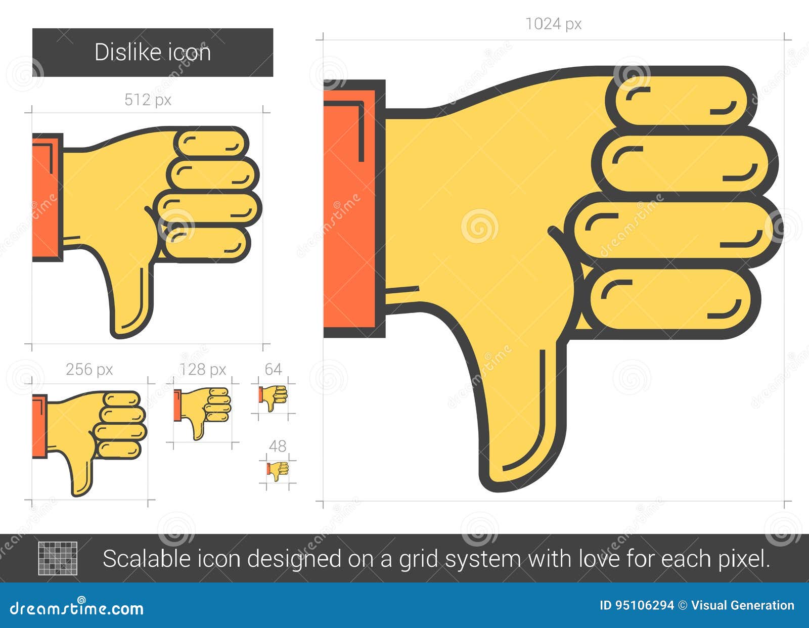 Dislike line icon. stock vector. Illustration of fail - 95106294