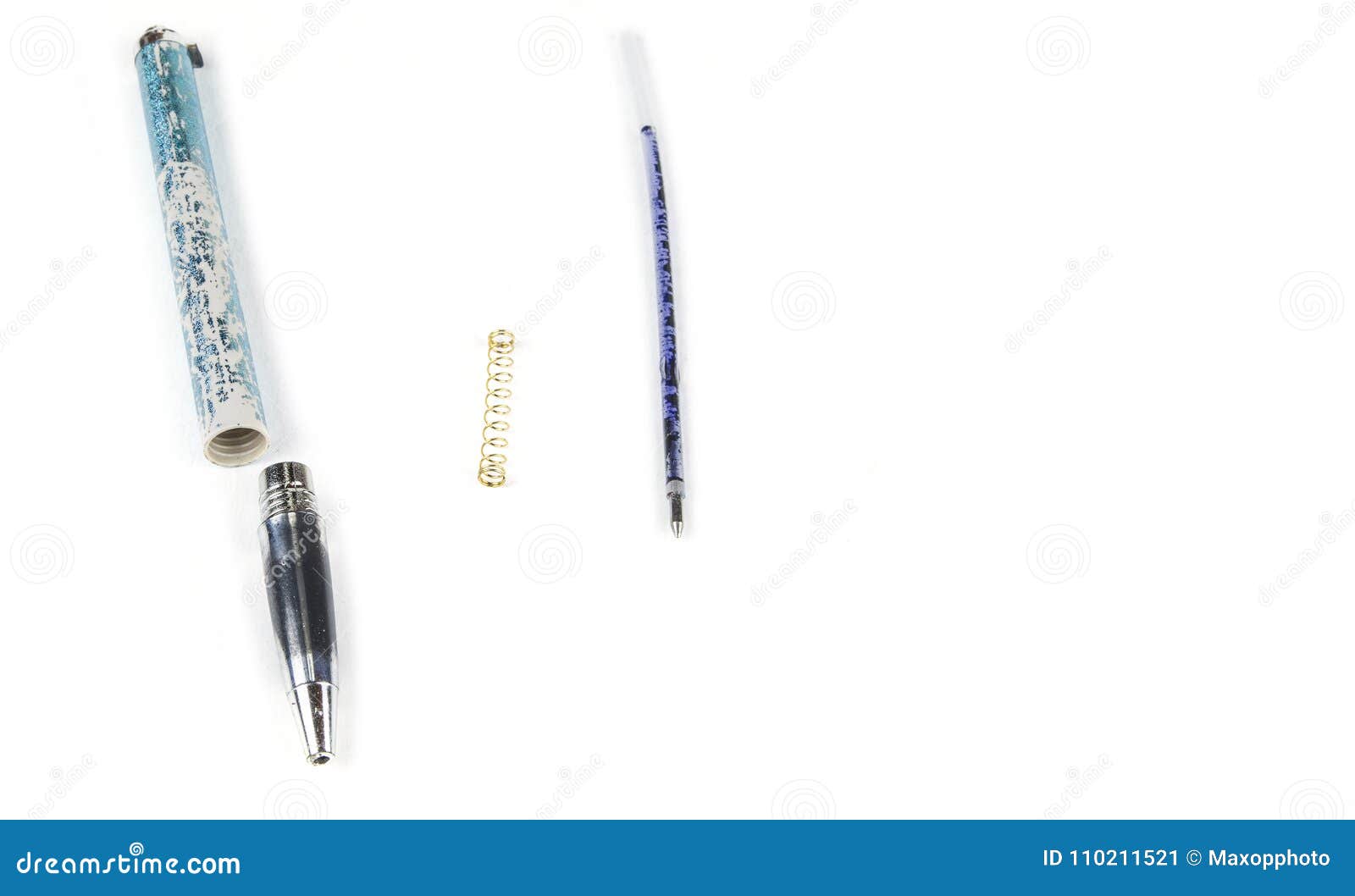Dismantled Empty Old Pen. Write Out Pen on the White. Stock Image ...