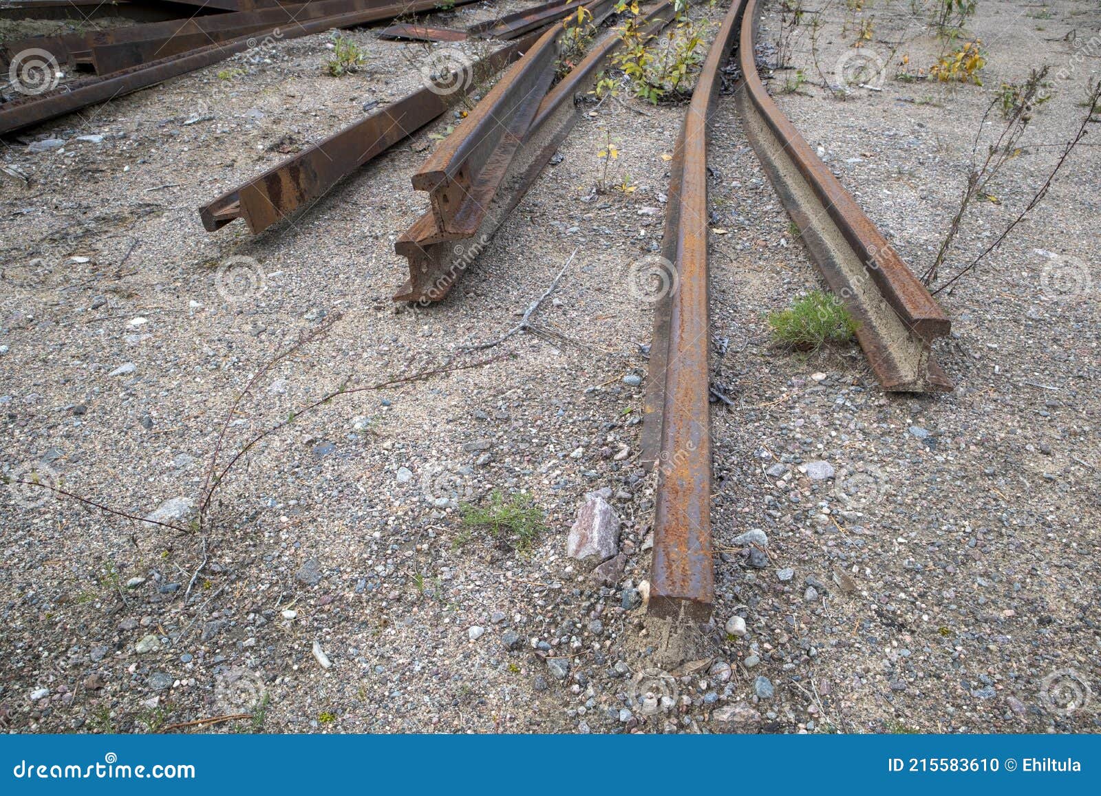 Dismantled Railroad Rails on Ground Outdoors Stock Photo - Image of ...
