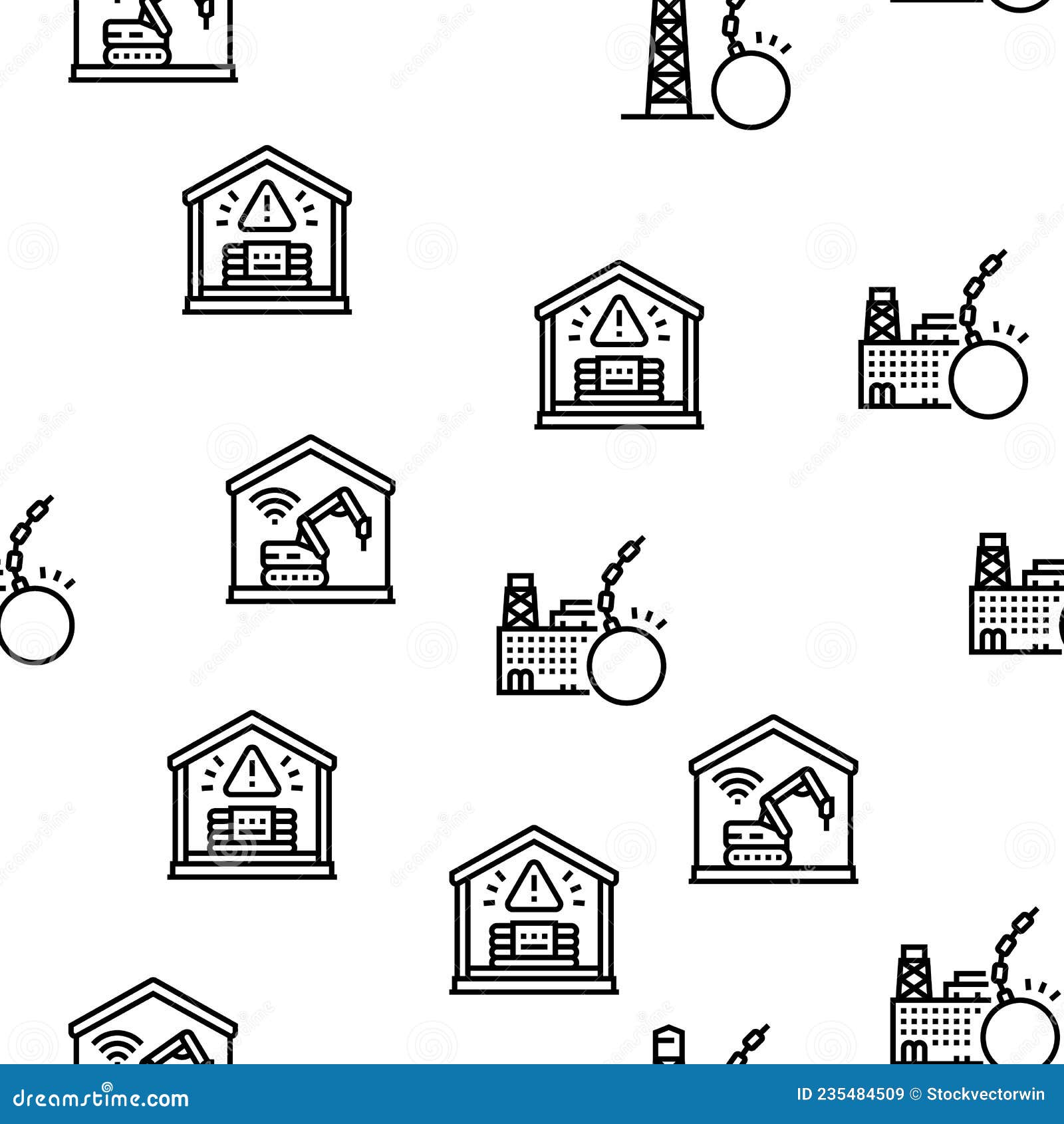 Dismantling Construction Process Vector Seamless Pattern Stock Vector ...