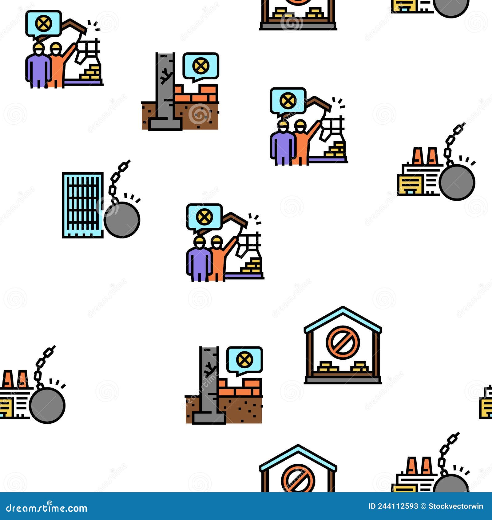 Dismantling Construction Process Vector Seamless Pattern Stock Vector ...