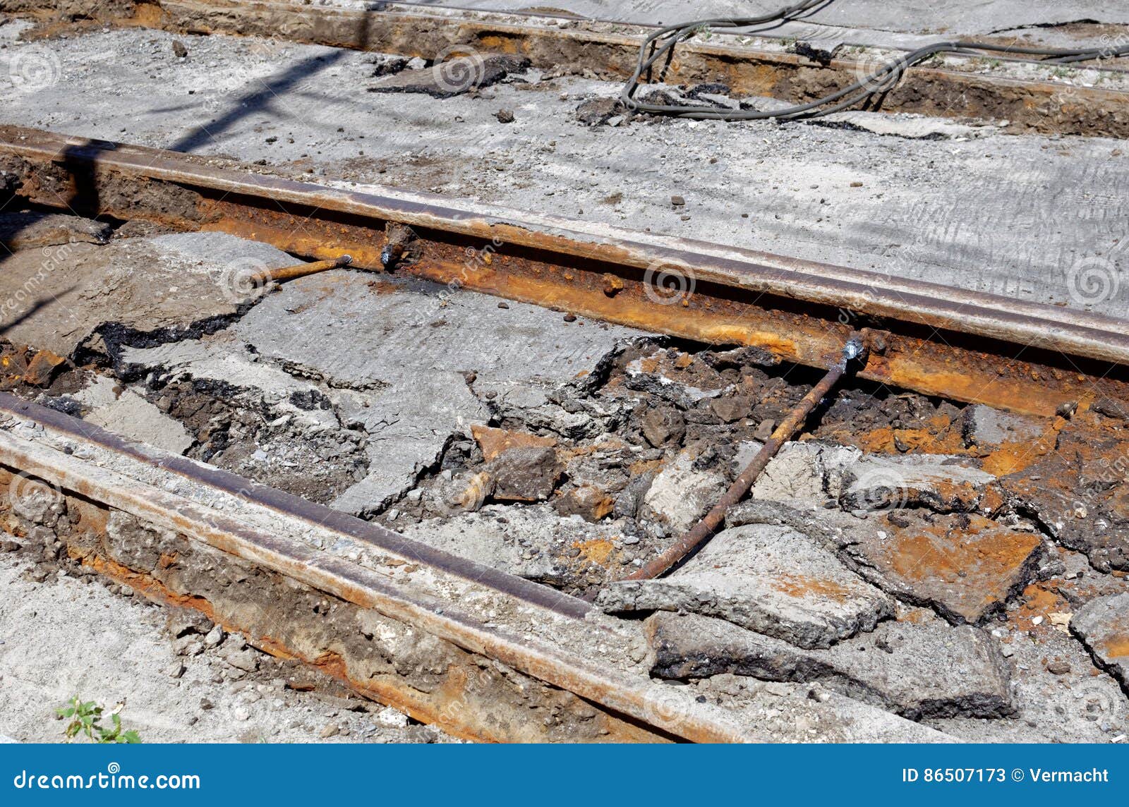 Dismantling of Old Tram Rails Stock Image - Image of works ...