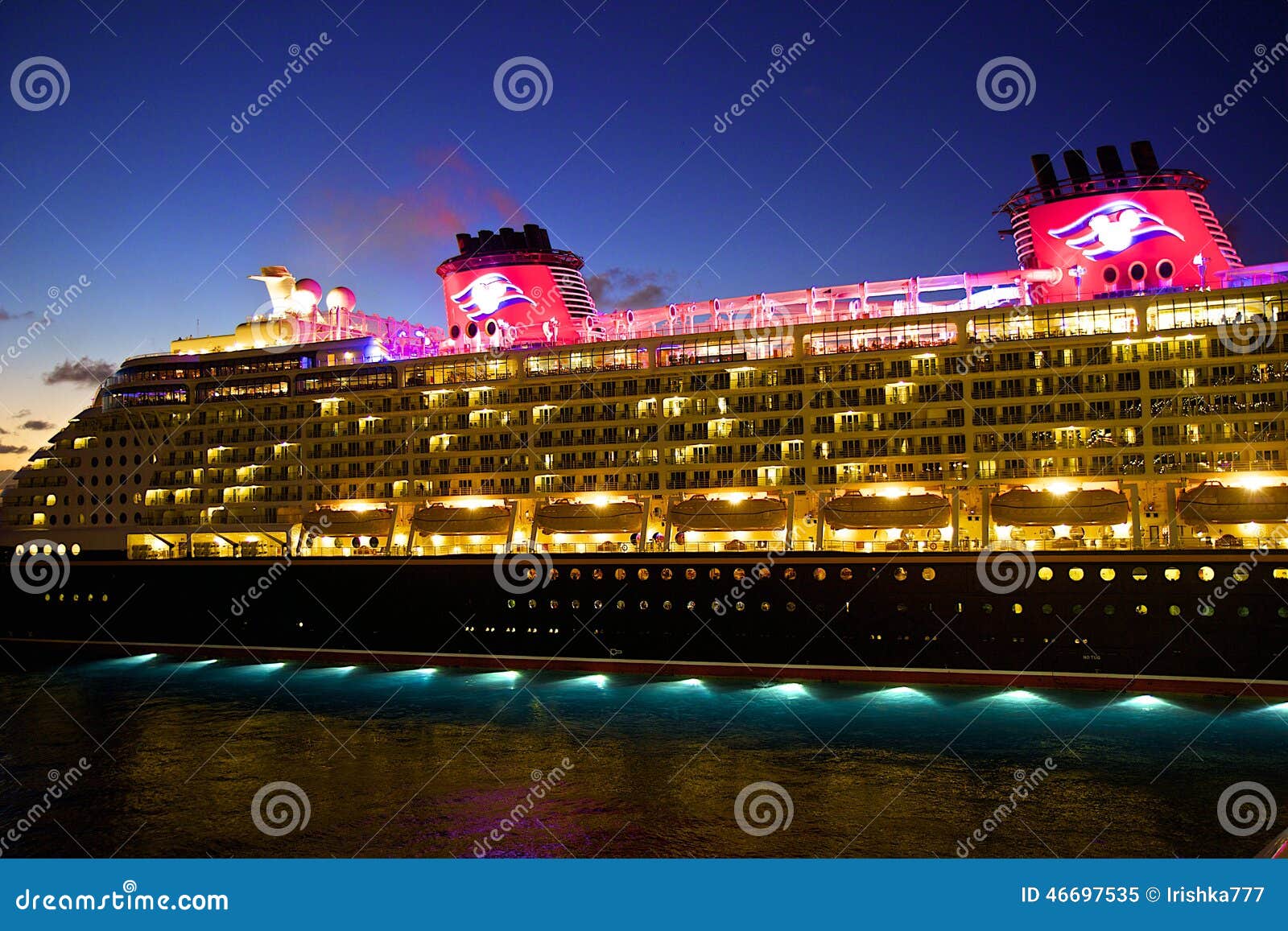 Disney Cruise Ship Funnel And Mickey Logo Aqua Duck Editorial Photo ...