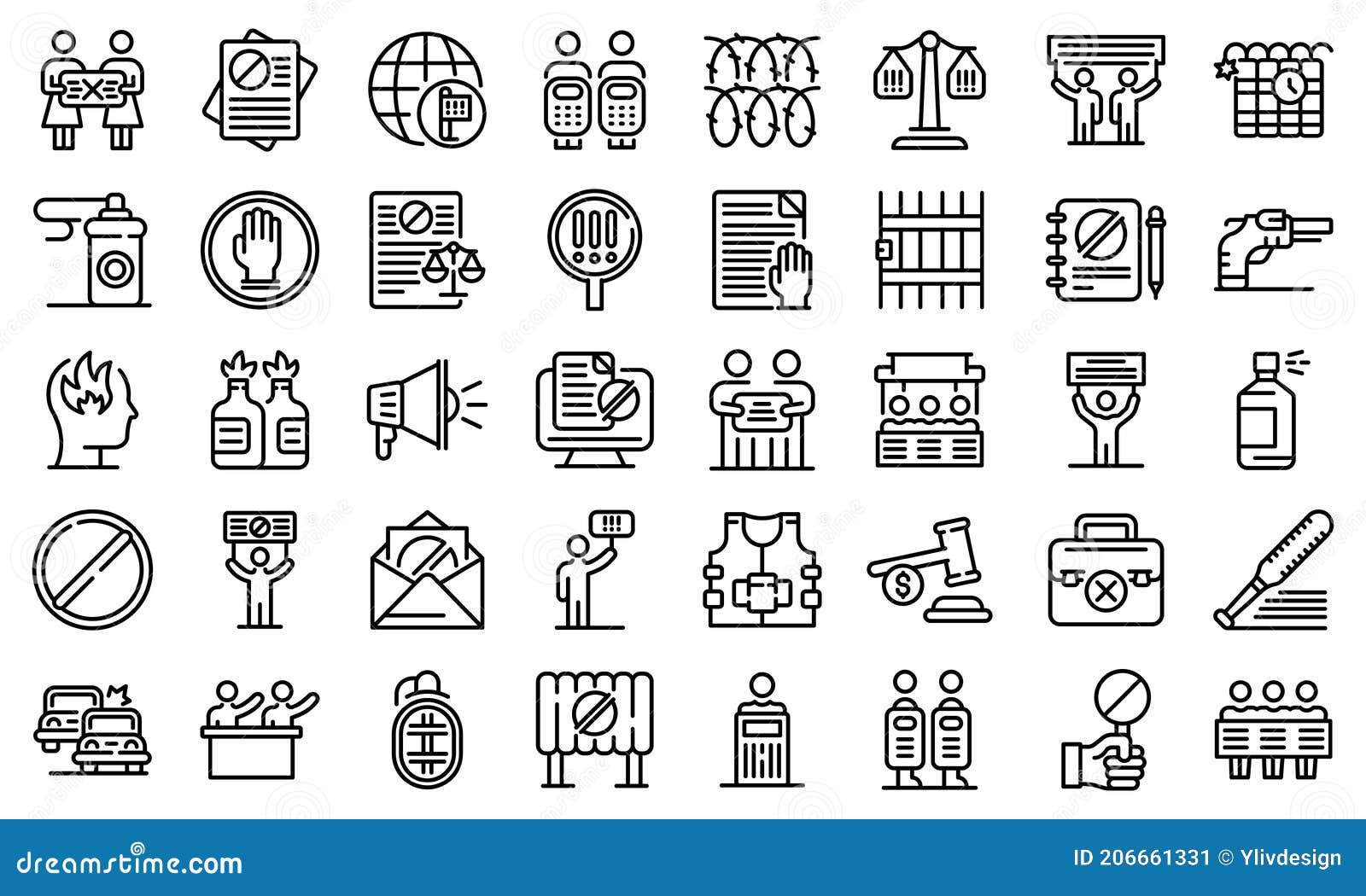 Disobedient Icons Set, Outline Style Stock Illustration - Illustration ...