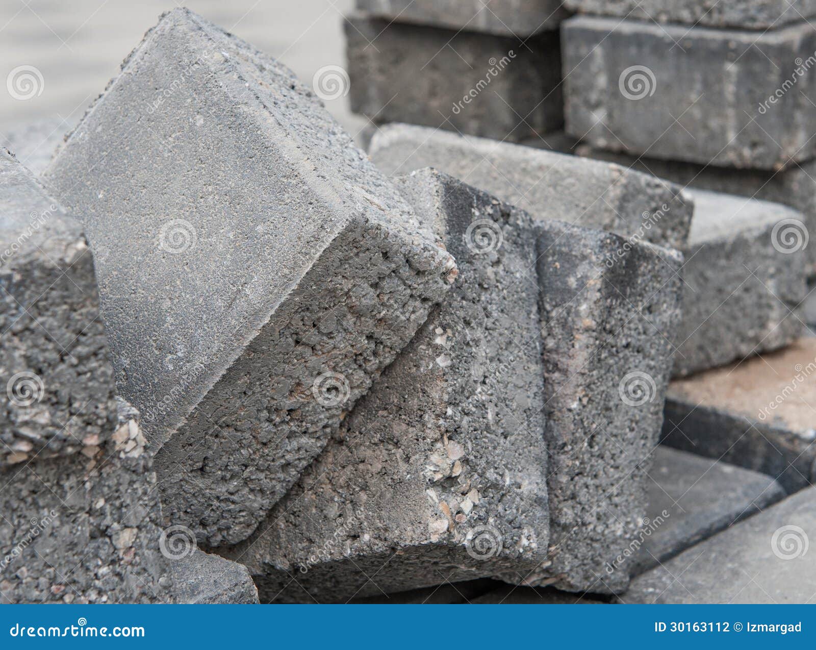 Gray Square Pavement Bricks Close-up Stock Photo - Image of heap, gray ...
