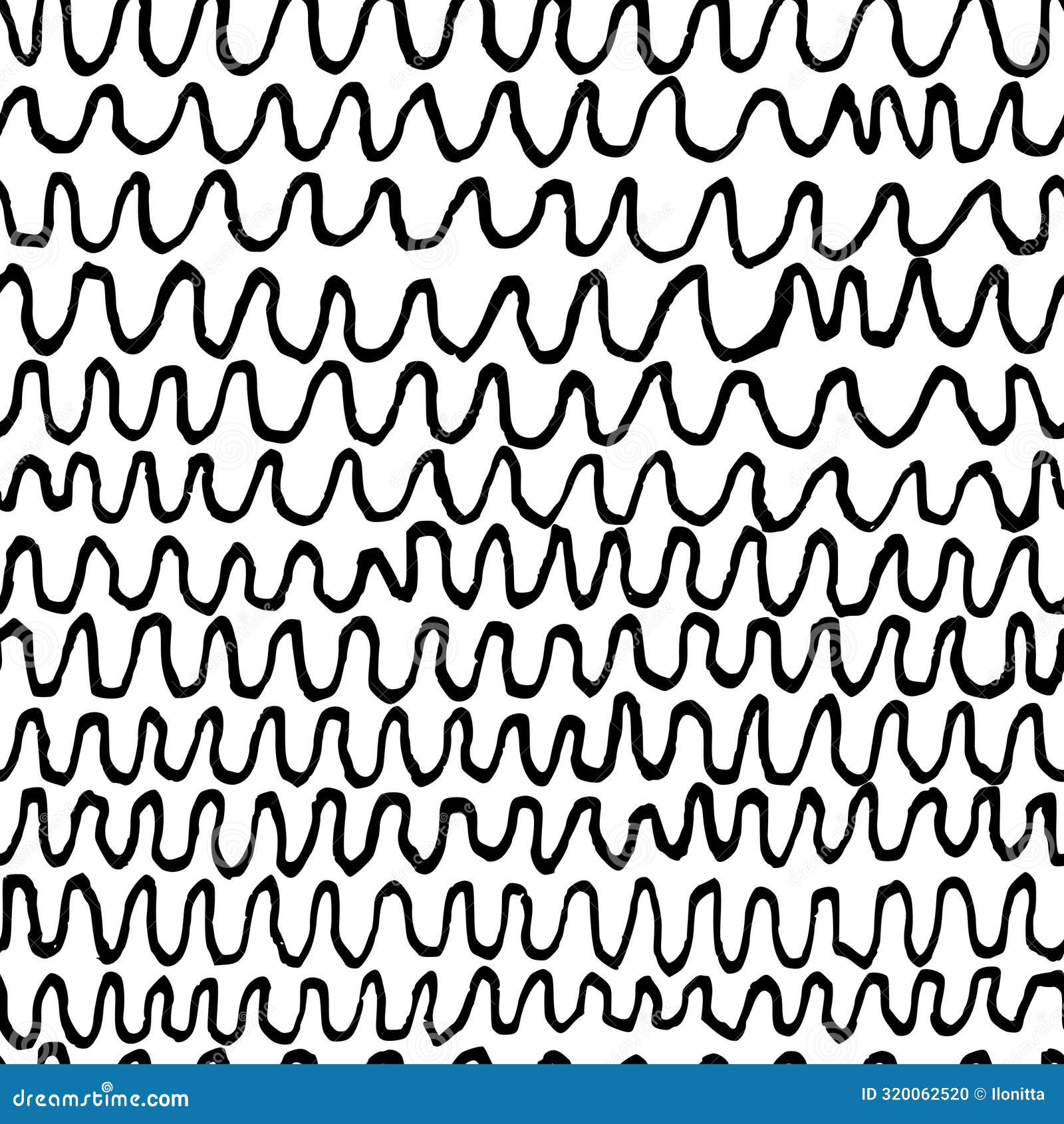 Disordered Waves Doodle Inky Line Art Vector Seamless Pattern Stock ...